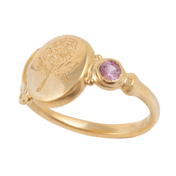 Carnation Signet Ring with Pink Sapphire – Caleb Meyer Studio