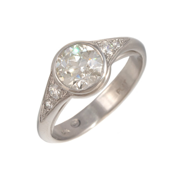 European Cut Diamond Engagement Ring in Platinum – Caleb Meyer Studio